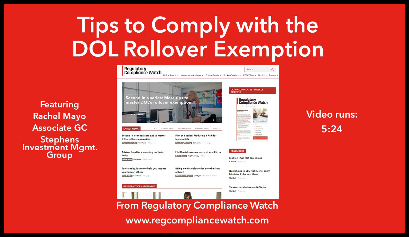 Tips to Comply with the DOL Rollover Exemption